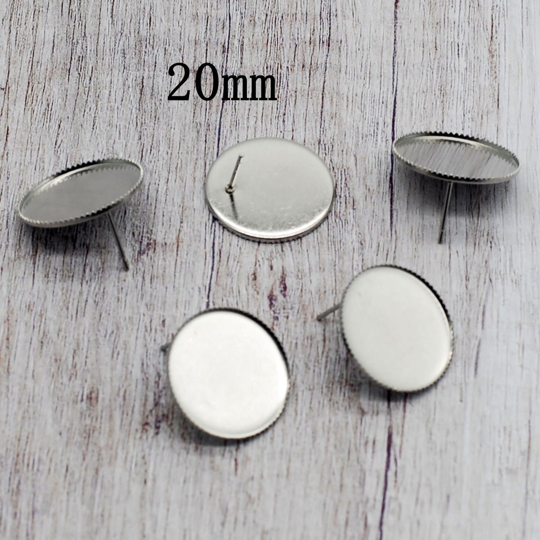 30pcs15pairs, Stainless Steel Sawtooth Edge Round Stud Earrings Setting ...