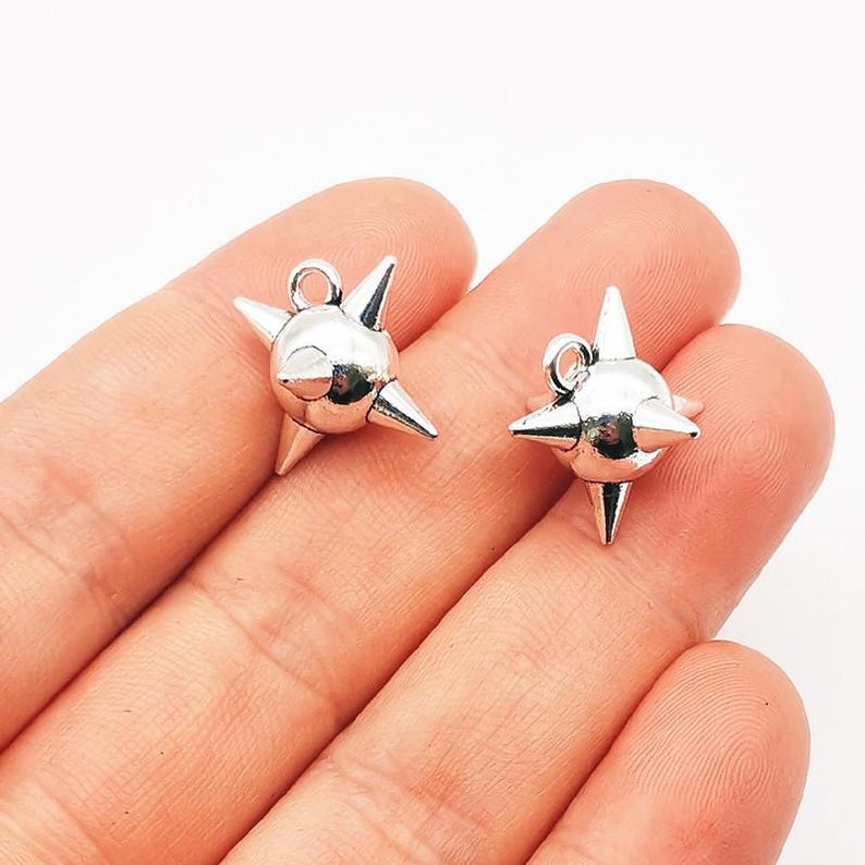 15PCS Silver Tone 3D Spike Ball Gothic Charm Pendant 16x19mm LCRS48 - Etsy