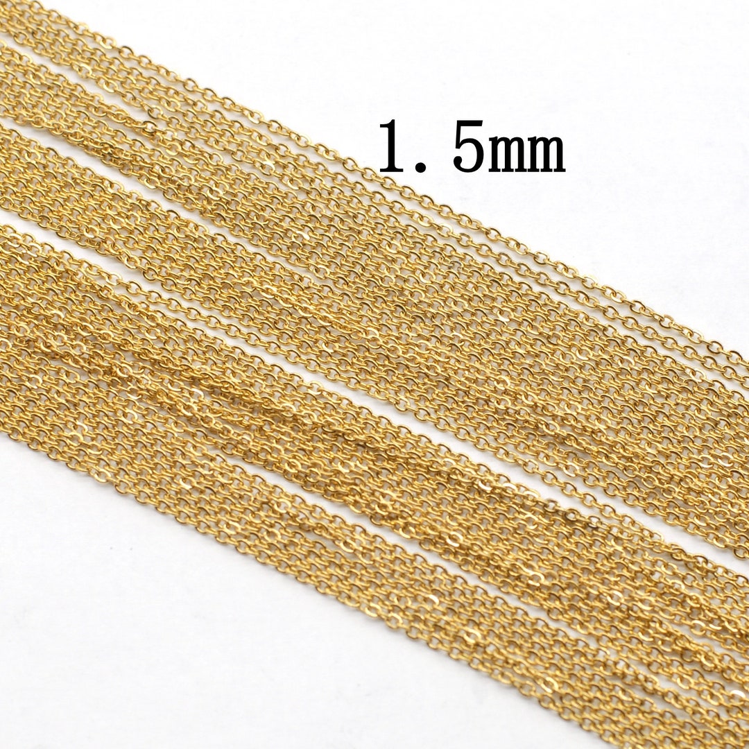 9PCS Stainless Steel Gold Flat Cable Necklace 16"/18"/20"/22"/24" Wide ...