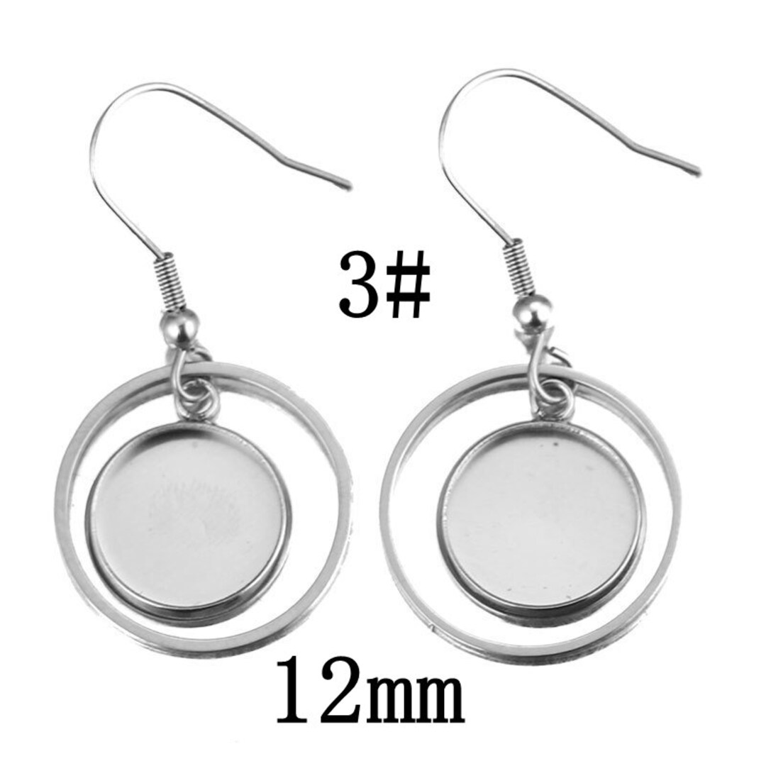 8pcs(4pairs) Stainless Steel Round Blank Earrings Tray Fit 12mm Cab LSE13-3# - Etsy