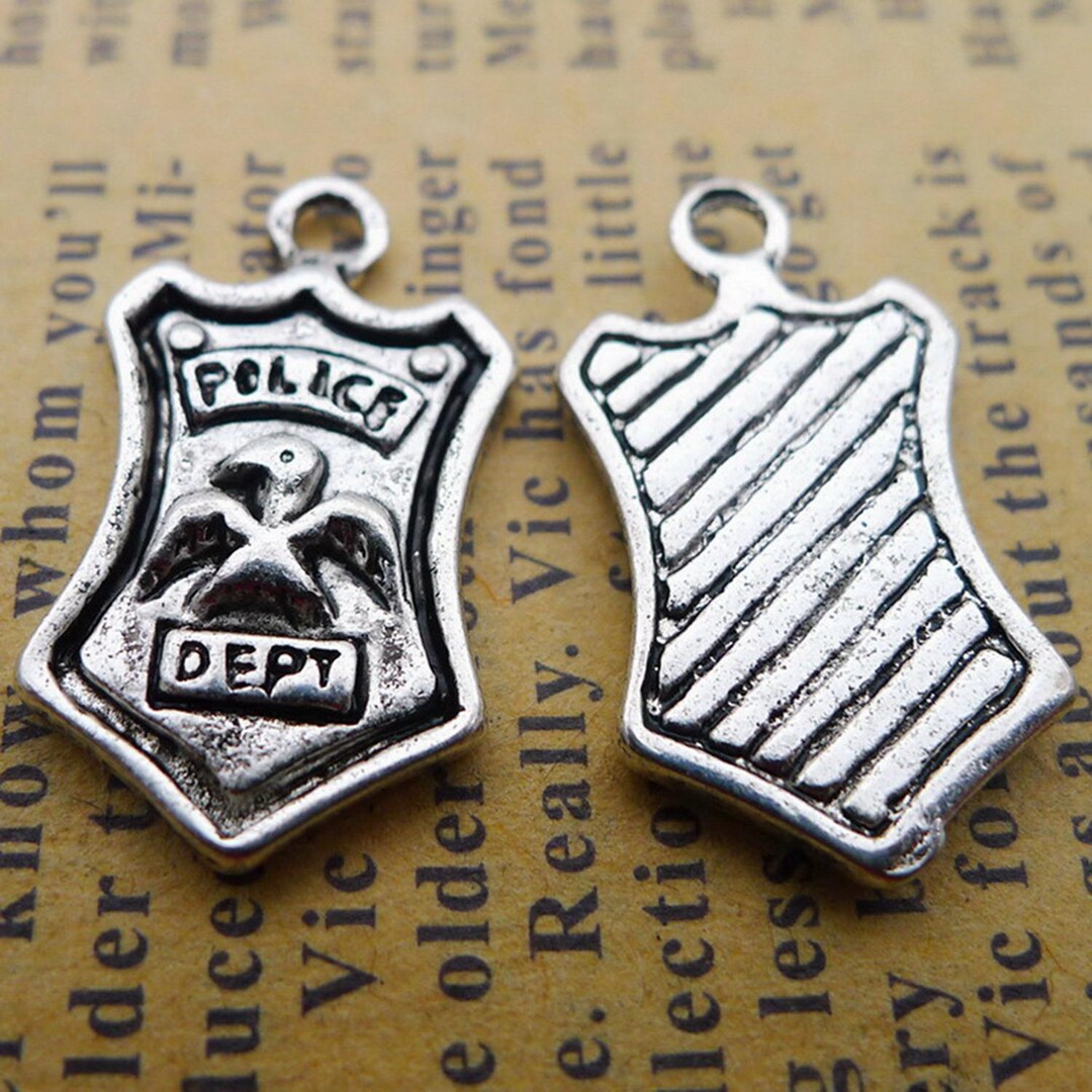 15PCS Antique Silver POLICE Officer Charm Pendant, Police Department ...