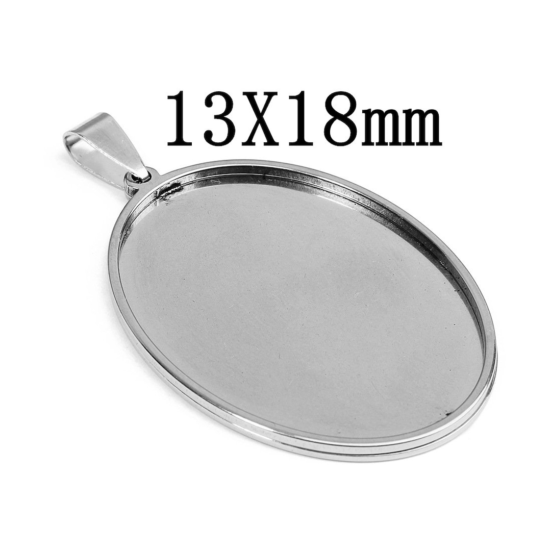 3PC Stainless Steel Solid Oval Cabochon Blank Charm Pendant With Bail ...