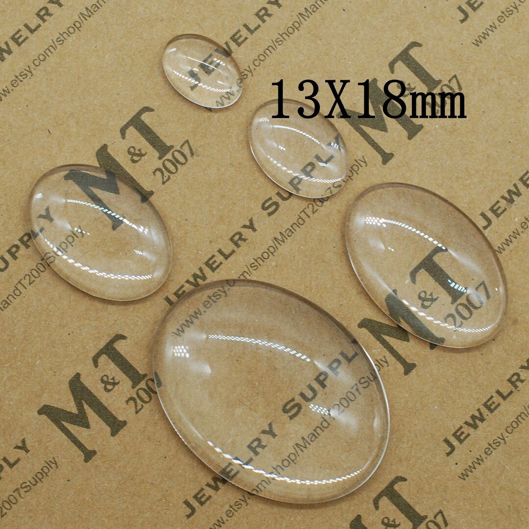 30/80PCS, Oval Shape Crystal Glass Magnifying Dome Cabochon Oval ...