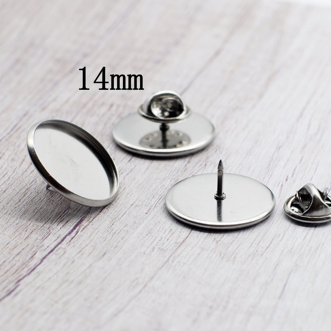 20PCS 14mm Stainless Steel ROUND Cabochon Blank Brooch Pin Base Lsb10 ...