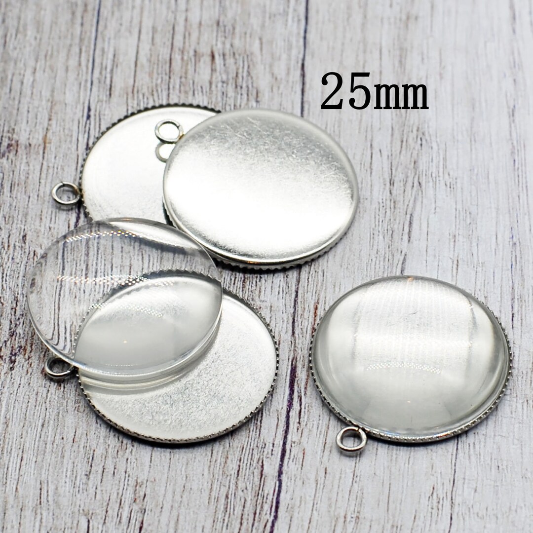 20PCS Stainless Steel Round Cabochon Tray Charm Pendant - Etsy