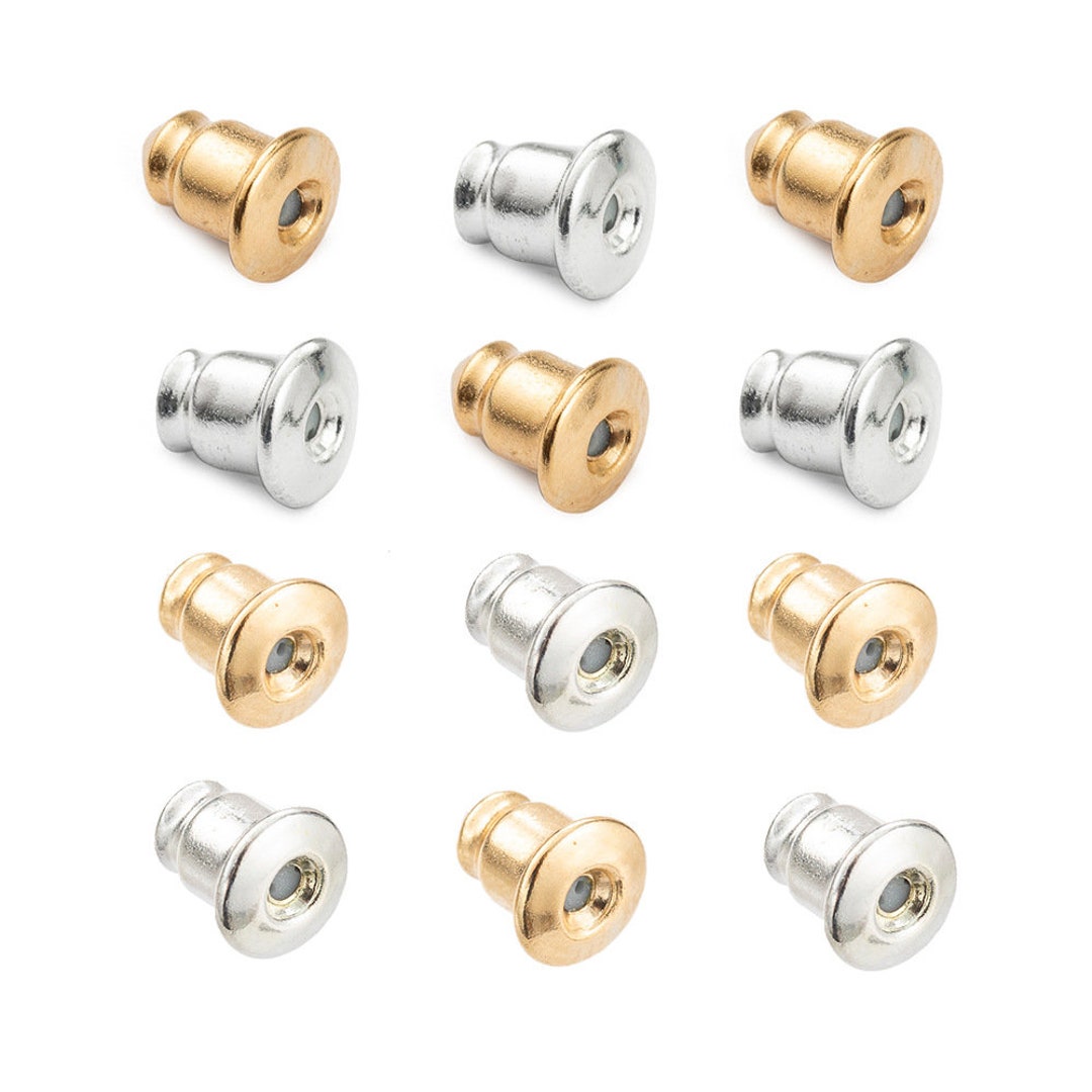 100PCS Stainless Steel Earrings Bullet Clutch Backs Silver/gold/rose ...
