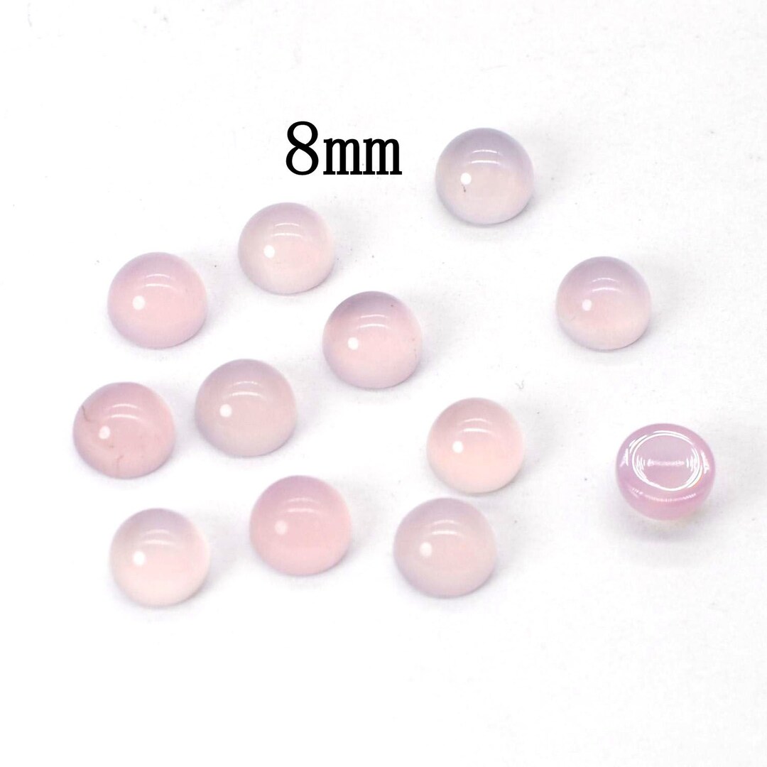 9PCS 8mm Natural Gemstone Cabochon Pink Quartz, Round Dome Flat Bottom ...