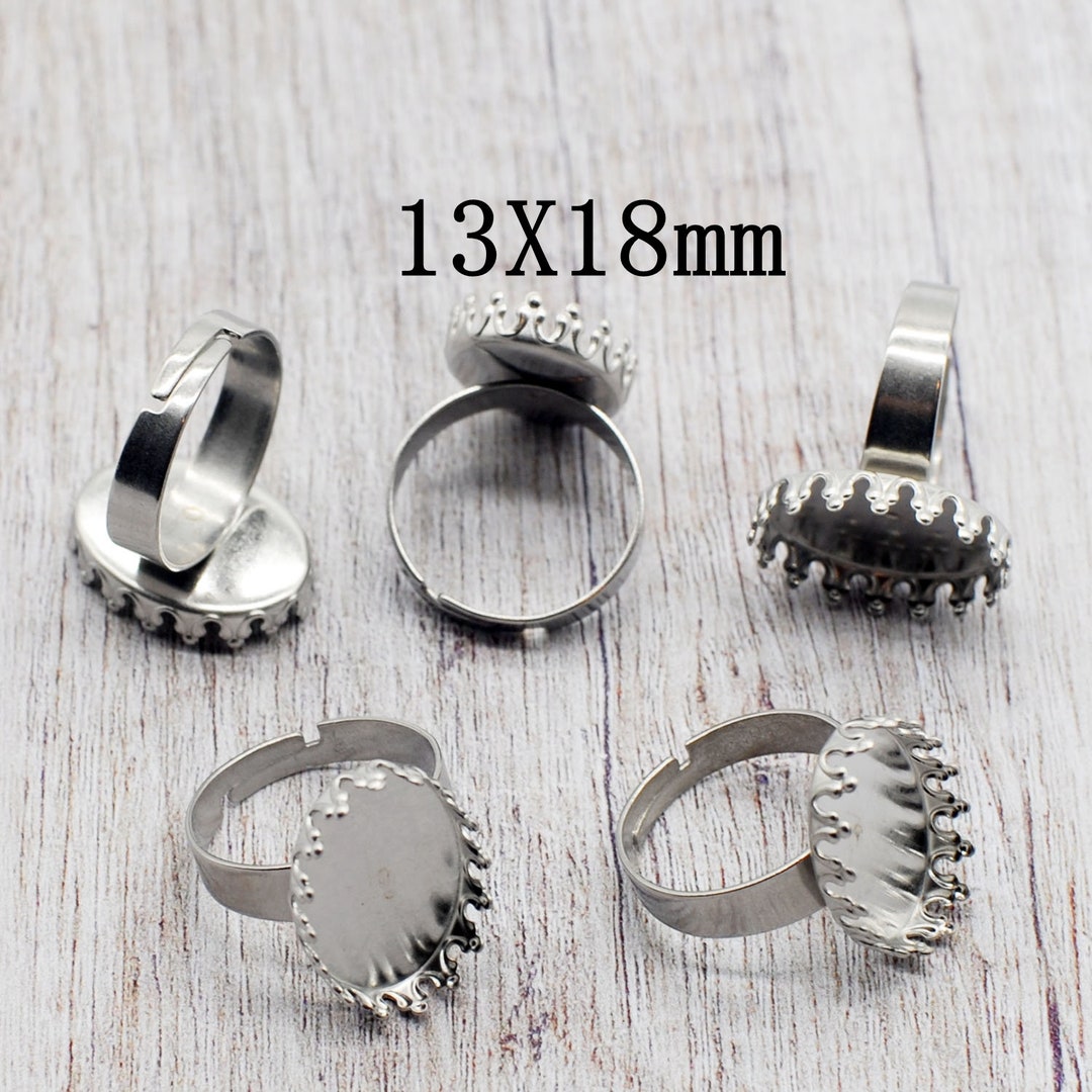 6/15PCS Stainless Steel OVAL Adjustable Finding Ring Crown - Etsy
