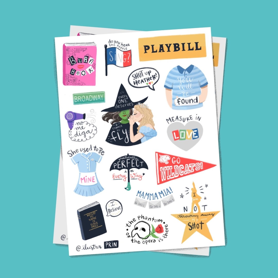 Musical Theater Sticker Sheet - Etsy