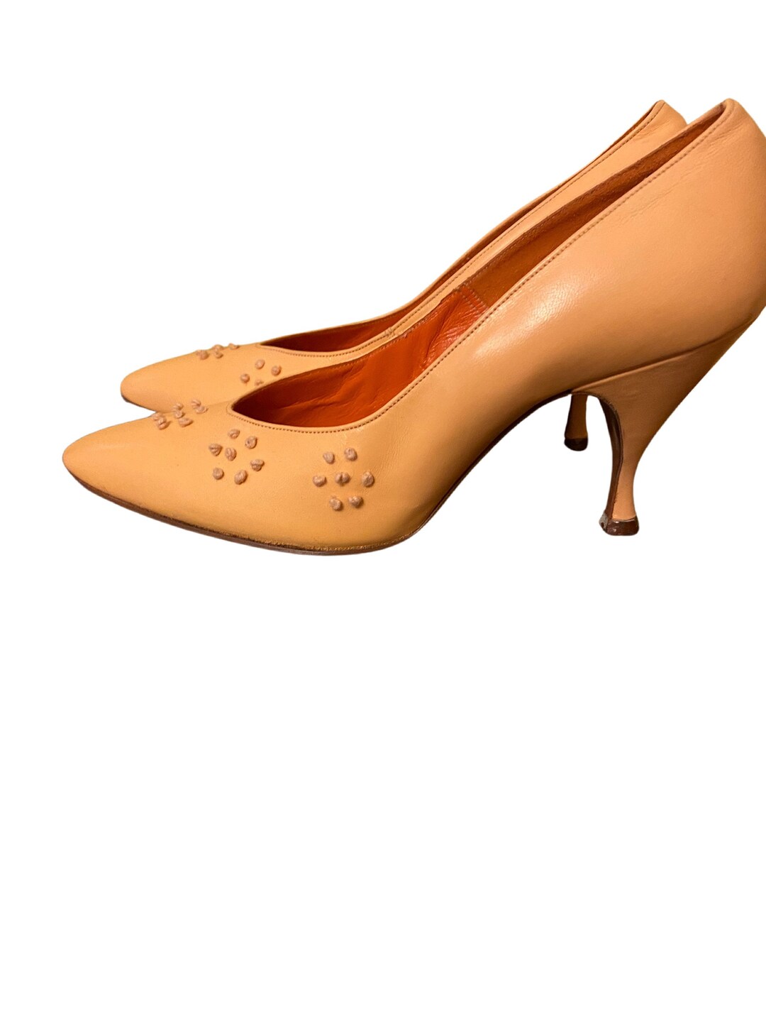 50/60s Peach Colored Glamorous Pointy Toe Vintage Pumps Womens Size US ...