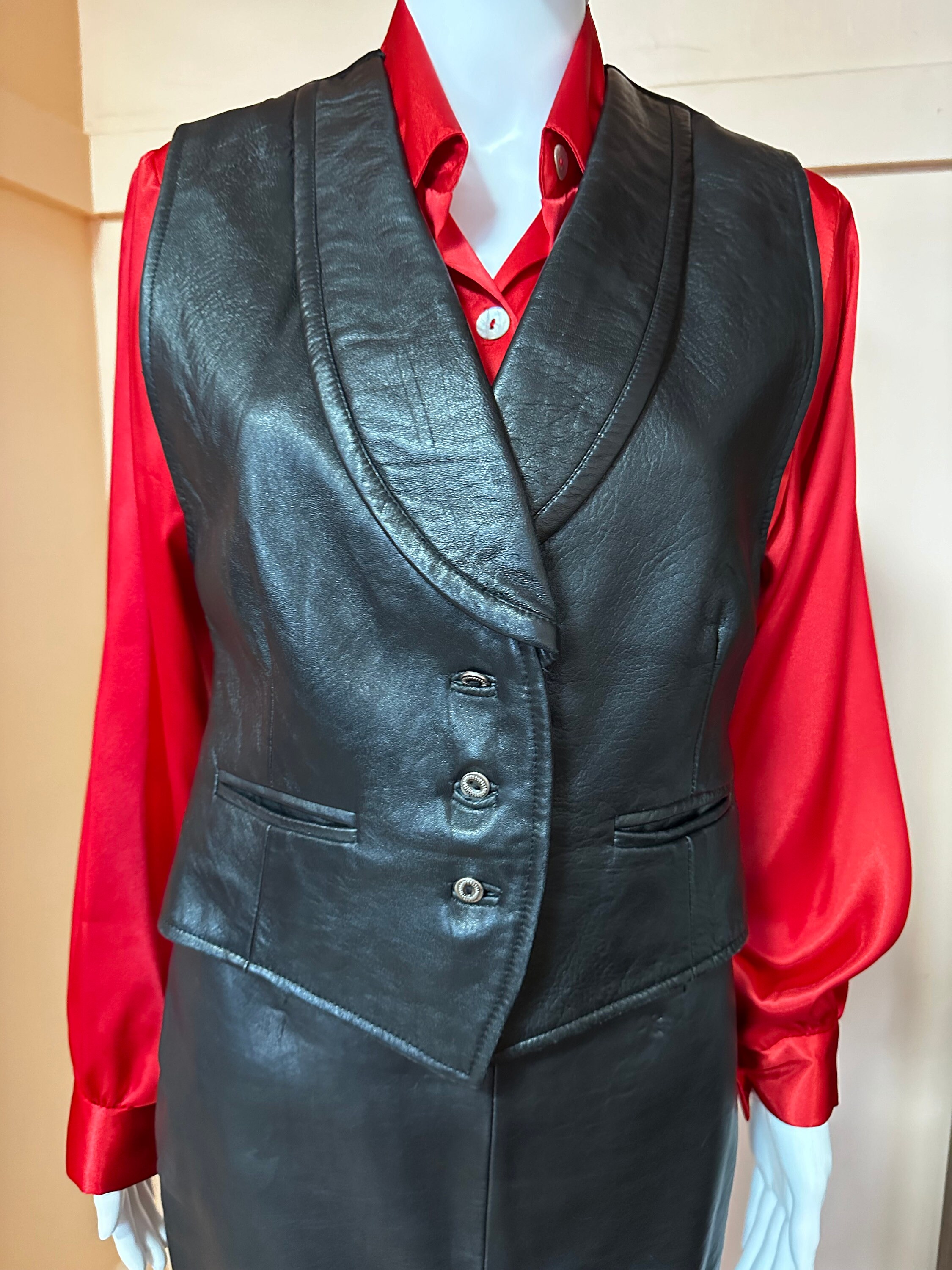 Vintage 70s Cedars Brand Leather Vest Womens Size S - Etsy