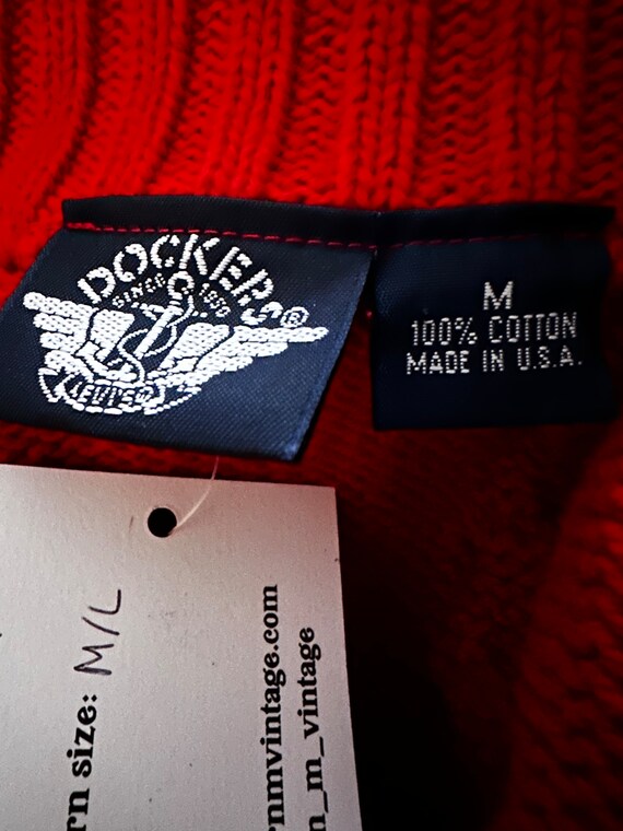 1990s cherry red chunky Dockers brand oversized cardi… - Gem