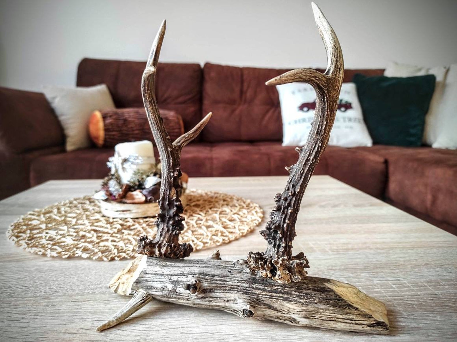 Knife Holder Roe Deer Antler and Elm Wood Knife Not - Etsy