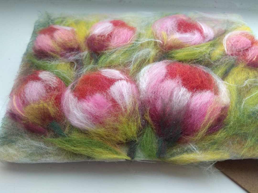 Wool Painting.Beautiful tulips painted with wool. fibre art. - Etsy.de