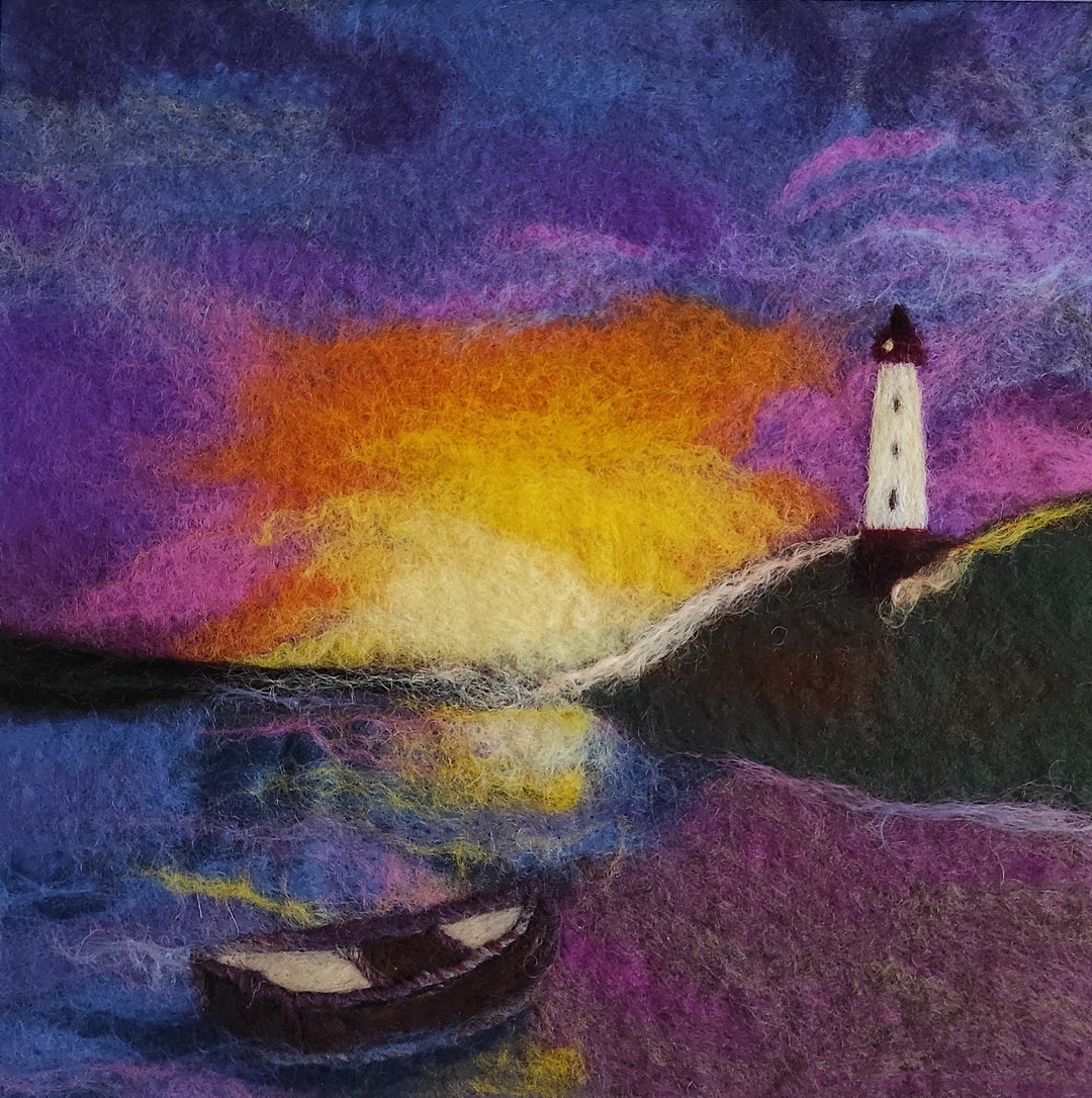 Wool Painting.wool Picture.wet Felting With Needle Felting Elements ...