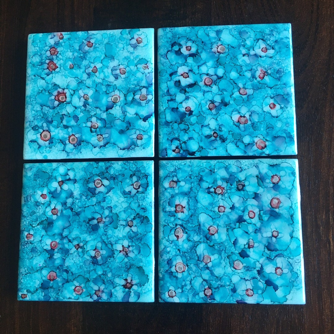 Ceramic Tile Coaster Set - Etsy