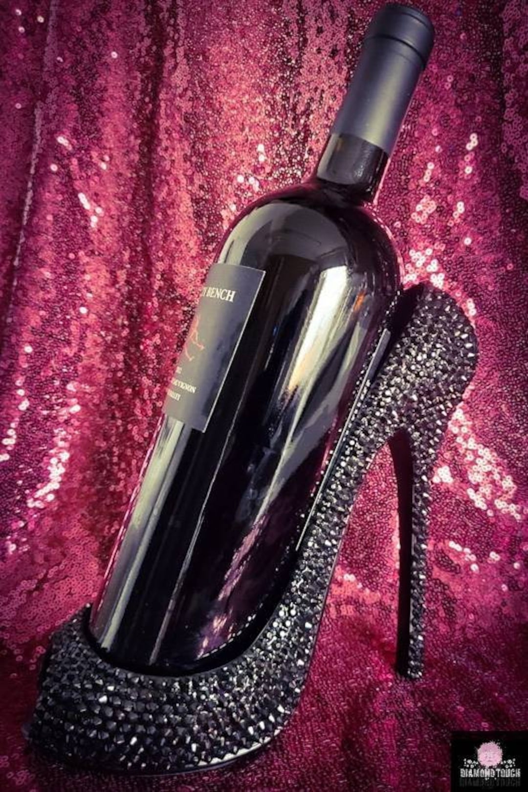 Rhinestone High Heel Wine Bottle Holder – Glam Bar Decor - Etsy