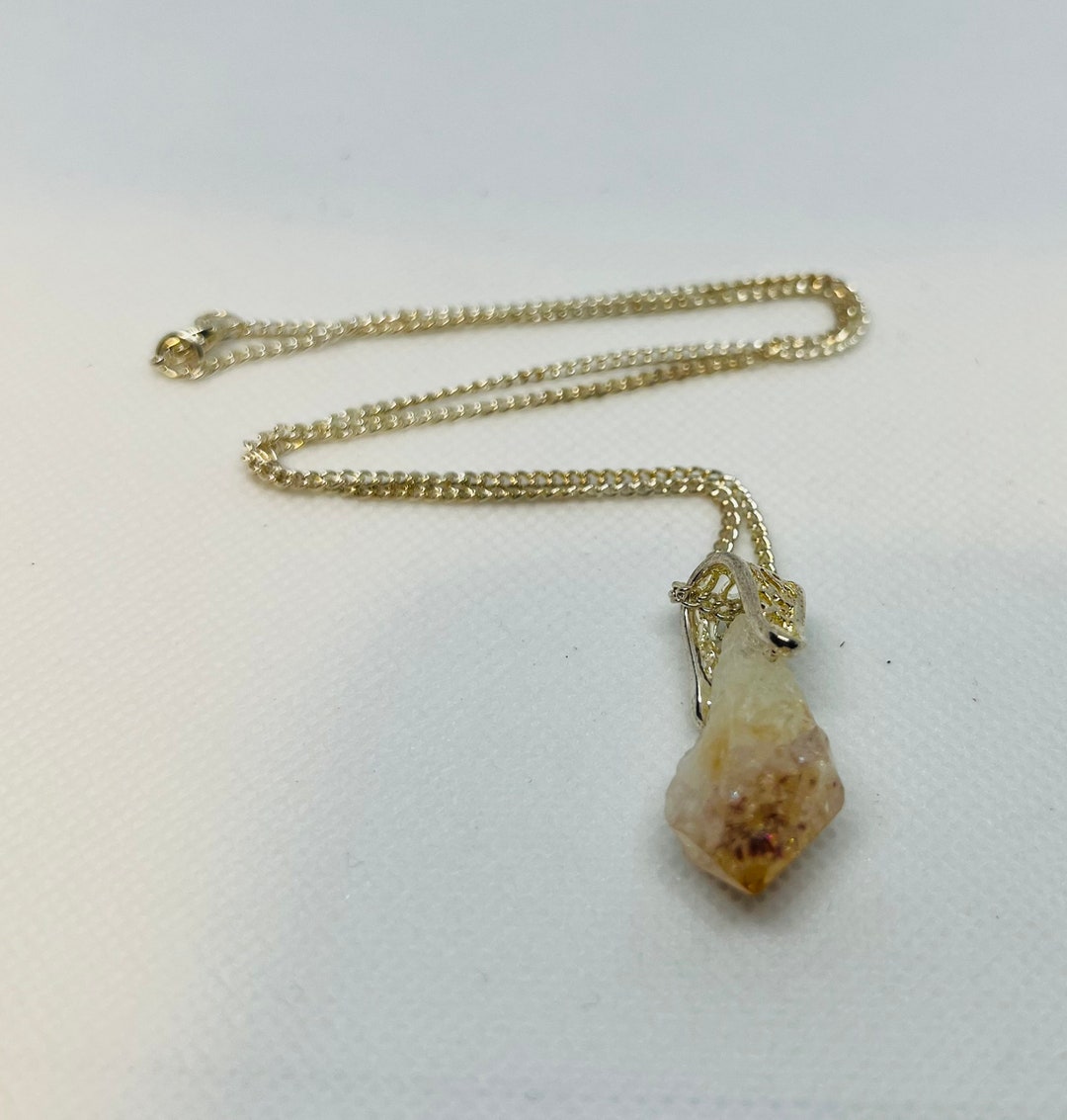 Citrine, Raw Uncut, Crystal Gemstone in a Scroll Bail - Etsy