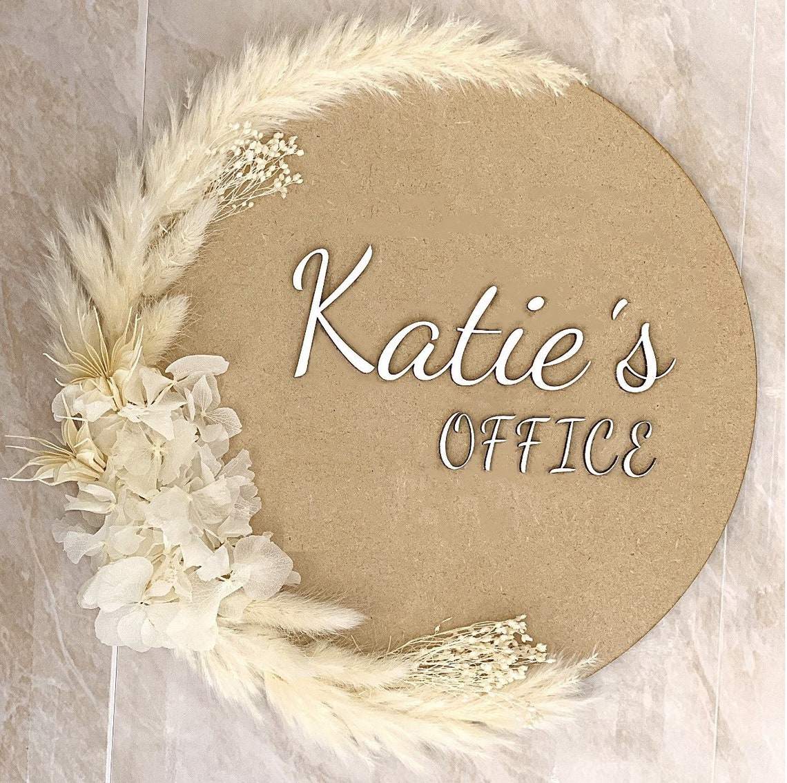 MDF Dried Flower Floral Plaque Signage Name Office Business Home ...