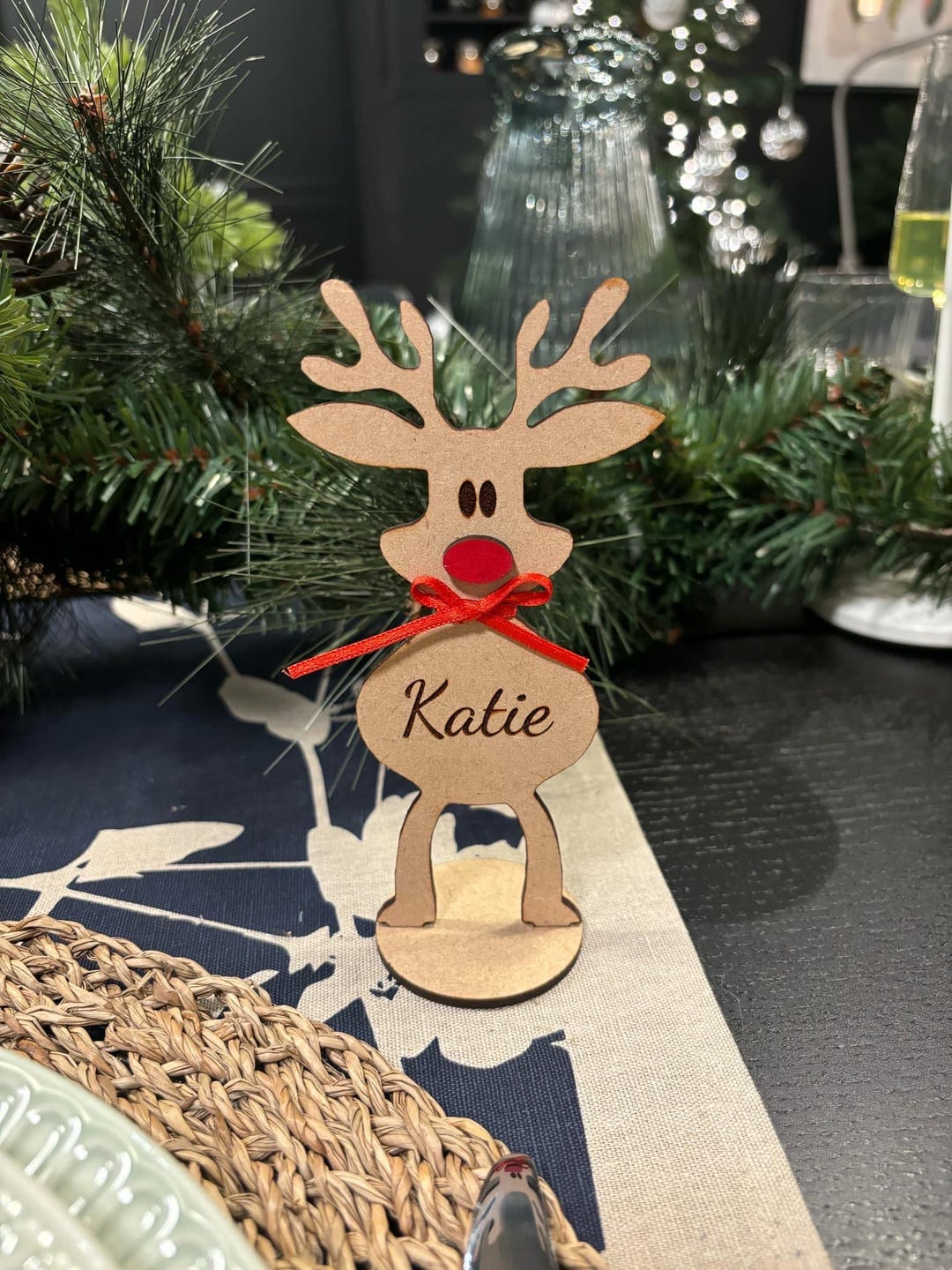 Personalised Freestanding Reindeer Name Placements, Christmas Table ...