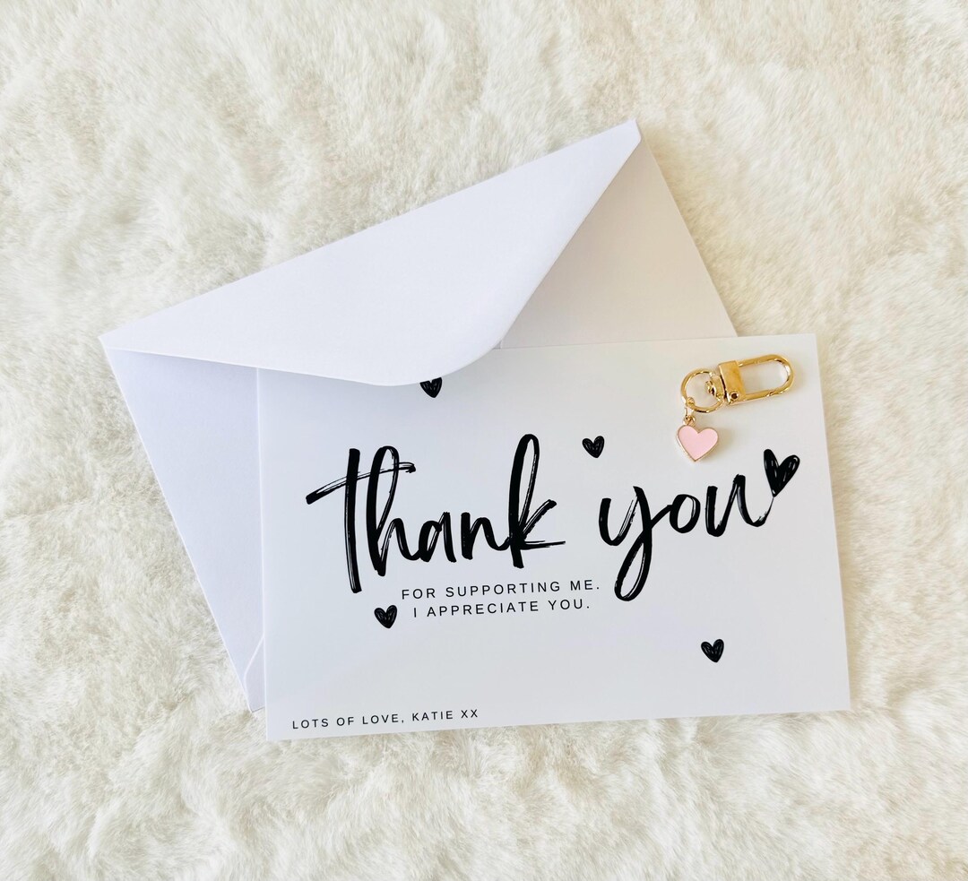Thank You Card, Thank You Gift, Thank You, Thank You Keyring, Thank You ...