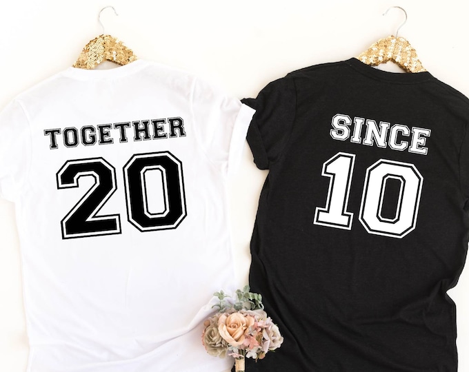 TOGETHER SINCE Custom Couples T-shirts, Anniversary & Wedding Gift ...