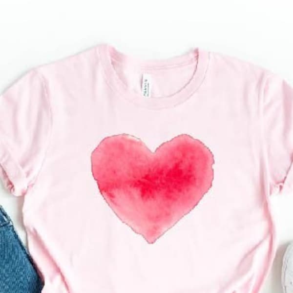 Tiny RED Heart Tshirt Centered Small Heart Shirt Anniversary Shirt Gift ...