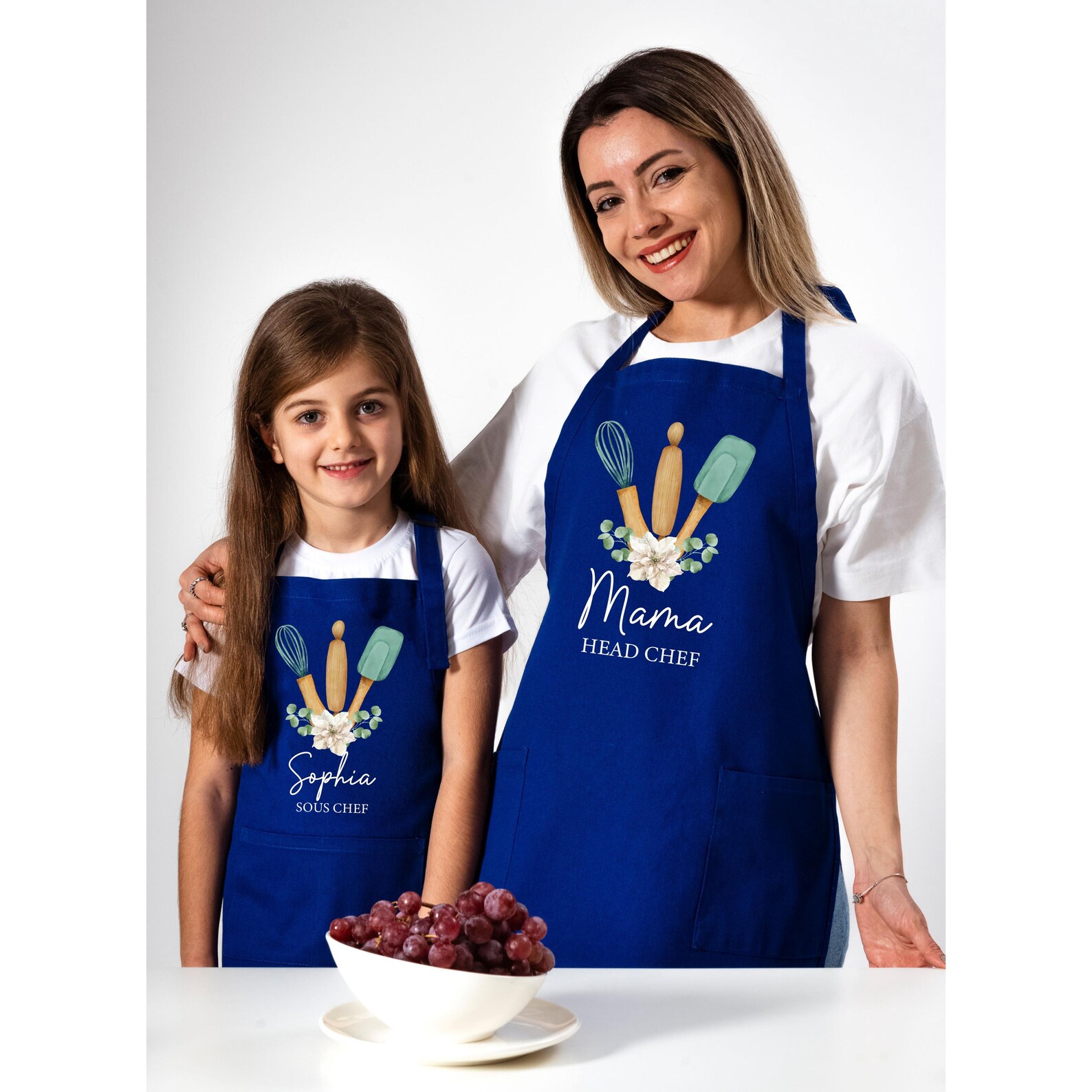 Mama Head Chef Apron, Sous Chef Kids Apron With Pocket, Mommy and Me ...