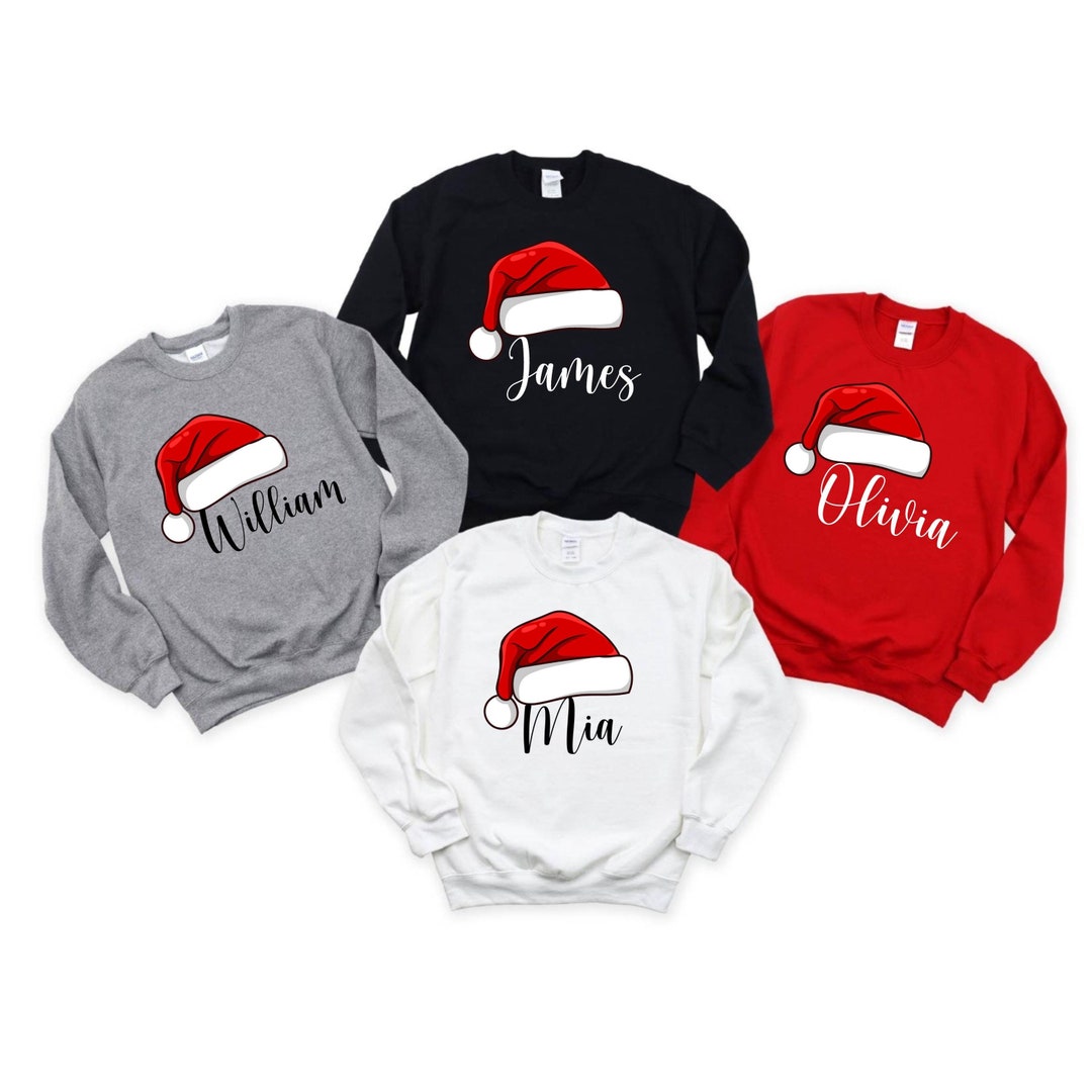 Custom Santa Hat Sweatshirt, Matching Family Sweatshirt, Personalized ...