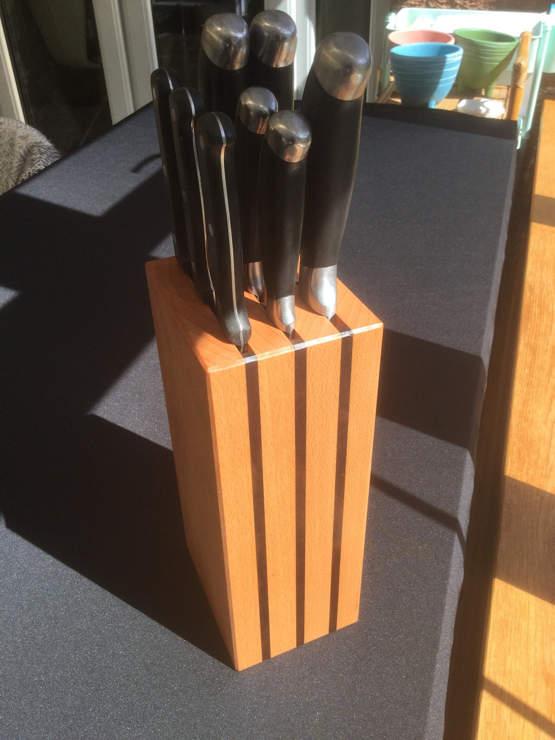 Beech / Walnut Oak/maple Zebrano/maple Two Tone Knife Block - Etsy