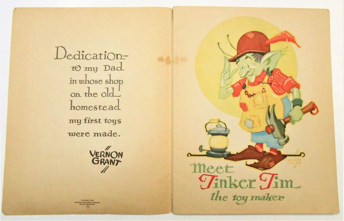 1934 Vernon Grant TINKER TIM the Toy Maker - Etsy