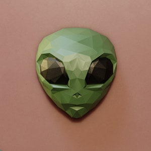 DIY , Alien Trophy Head , Papercraft , Lowpoly , Geometric , Wall Decor ...