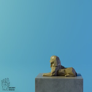 DIY , the Sphinx , Papercraft , Lowpoly , Geometric , Home Decor , 3D Paper Sculpture , PDF ...