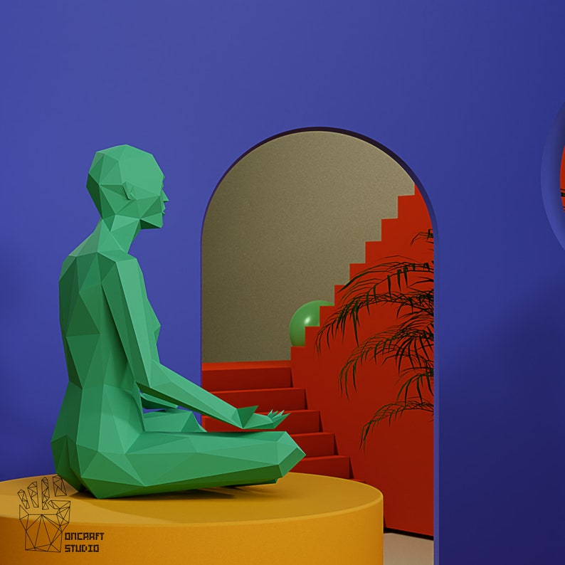 DIY , YOGA Lady , Papercraft , Lowpoly , Geometric , Home Decor , 3D ...
