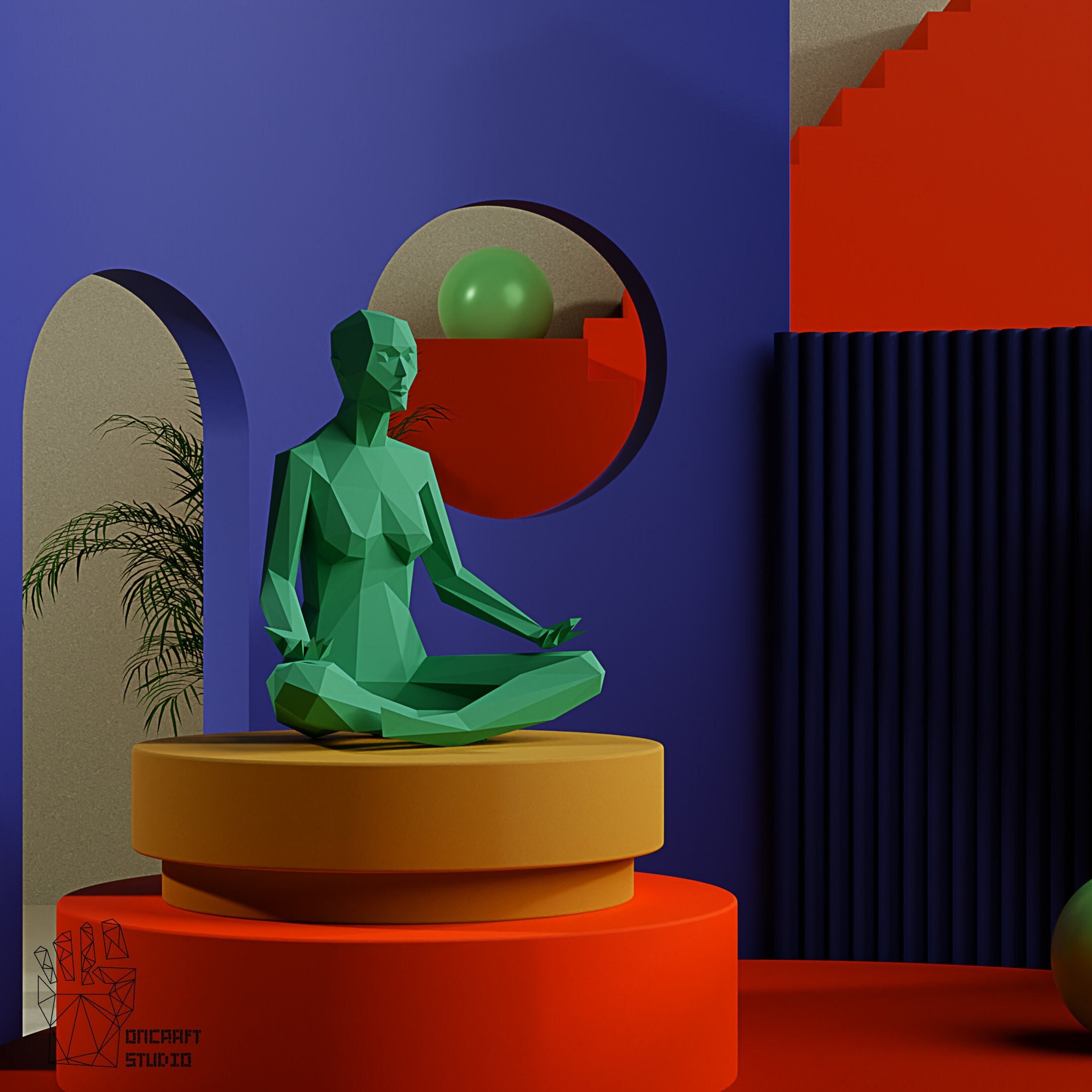 DIY , YOGA Lady , Papercraft , Lowpoly , Geometric , Home Decor , 3D ...