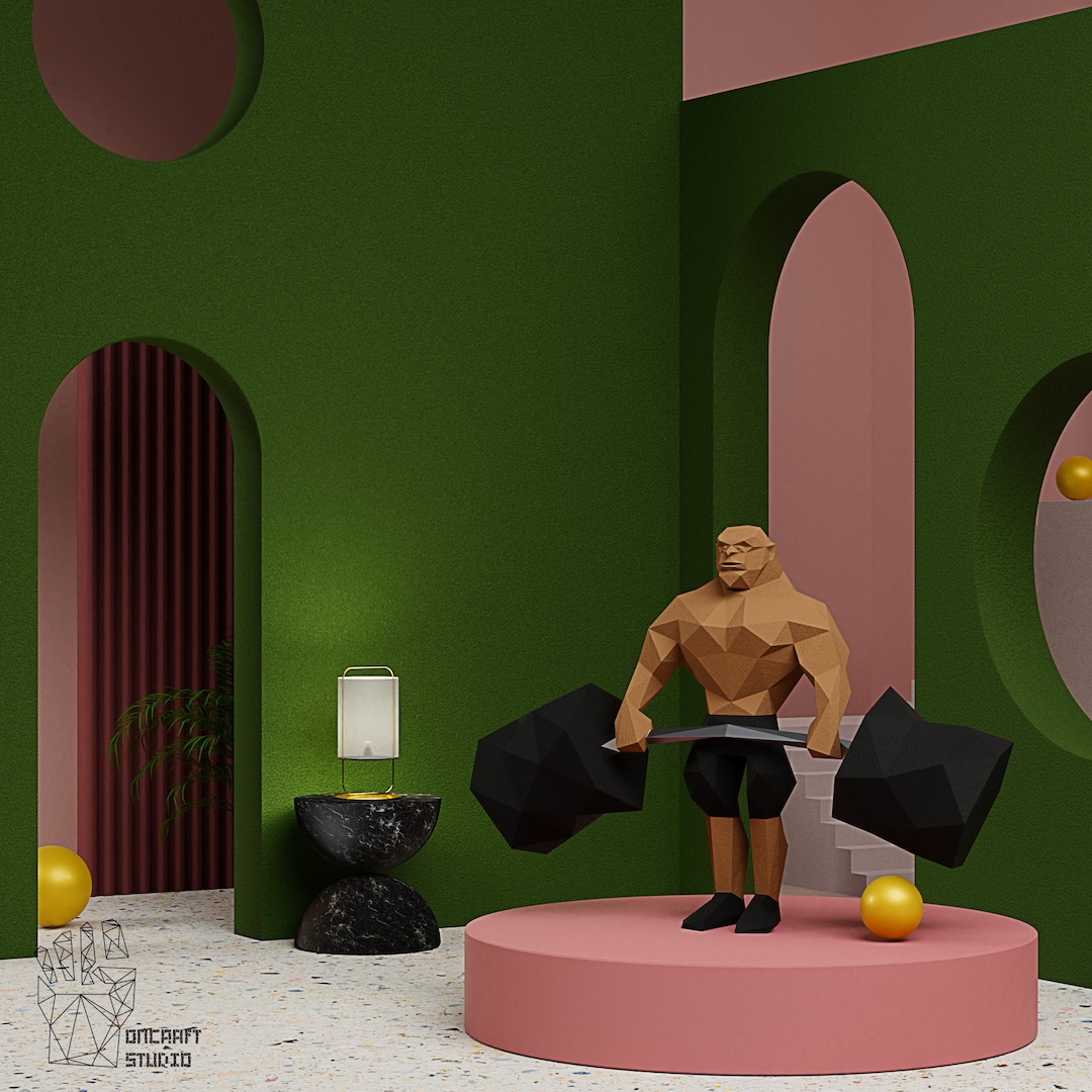 DIY , Bodybuilder , Papercraft , Lowpoly , Geometric , Gym Decor , 3D ...
