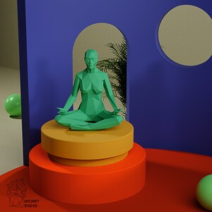 DIY , YOGA Lady , Papercraft , Lowpoly , Geometric , Home Decor , 3D ...