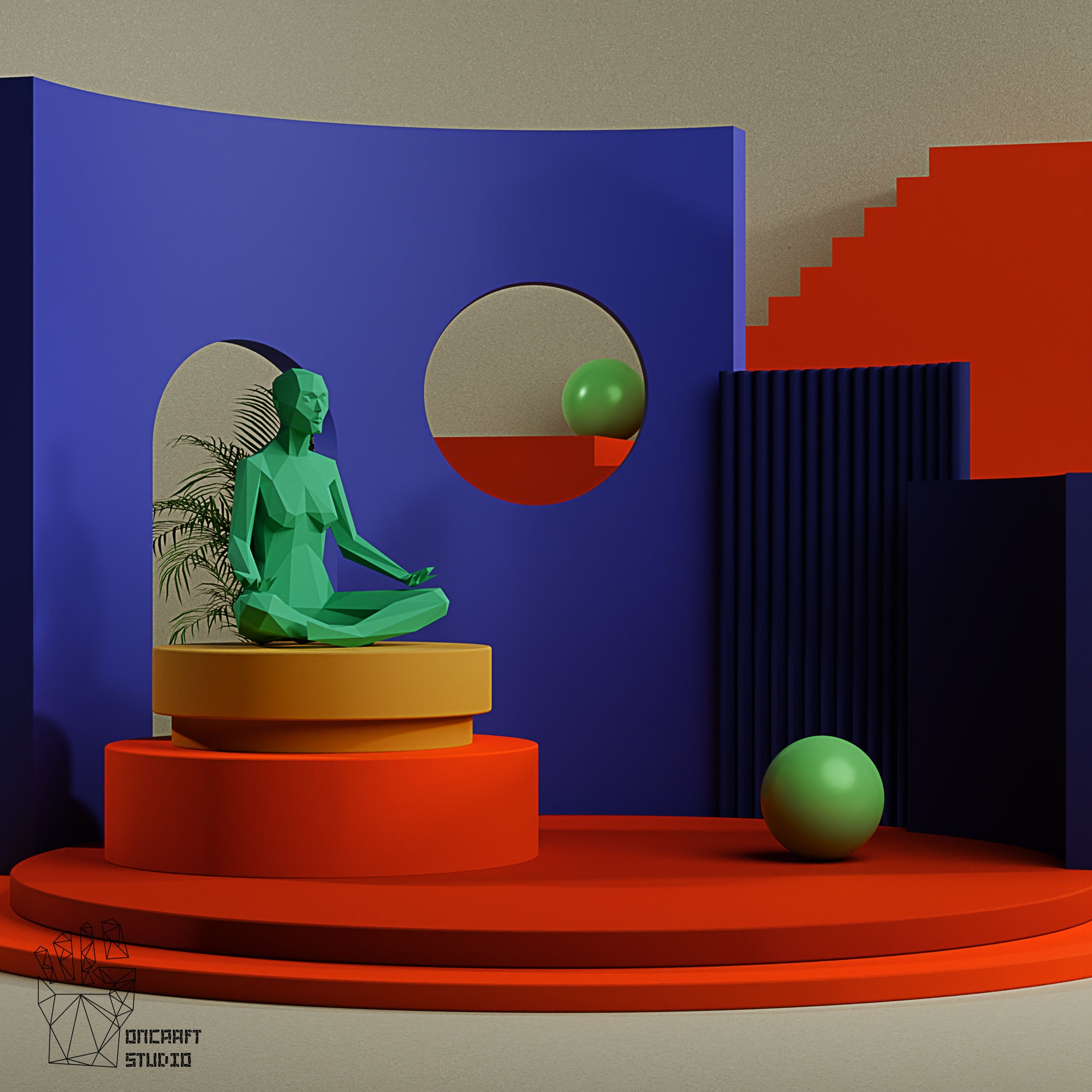 DIY , YOGA Lady , Papercraft , Lowpoly , Geometric , Home Decor , 3D ...