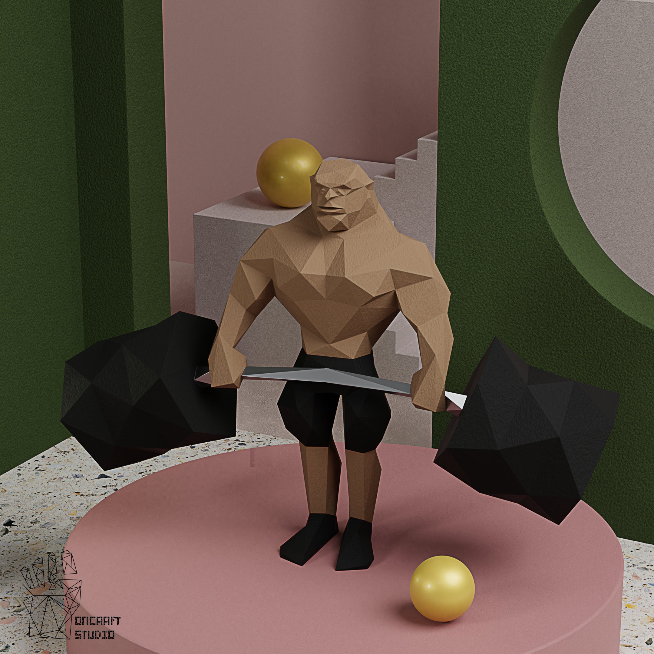 DIY Bodybuilder Papercraft Lowpoly Geometric Gym | Etsy UK