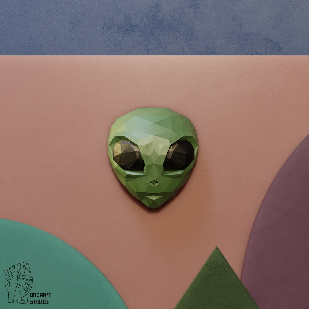 DIY , Alien Trophy Head , Papercraft , Lowpoly , Geometric , Wall Decor ...