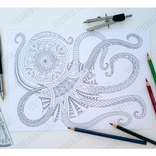 Digital Zentangle Colouring Page Patchwork Downloadable - Etsy