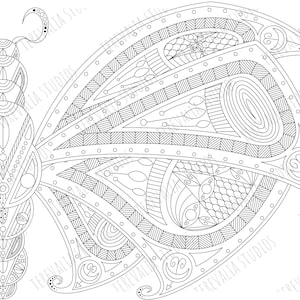 Digital Zentangle Colouring Page - Butterfly | Downloadable Print | PDF ...