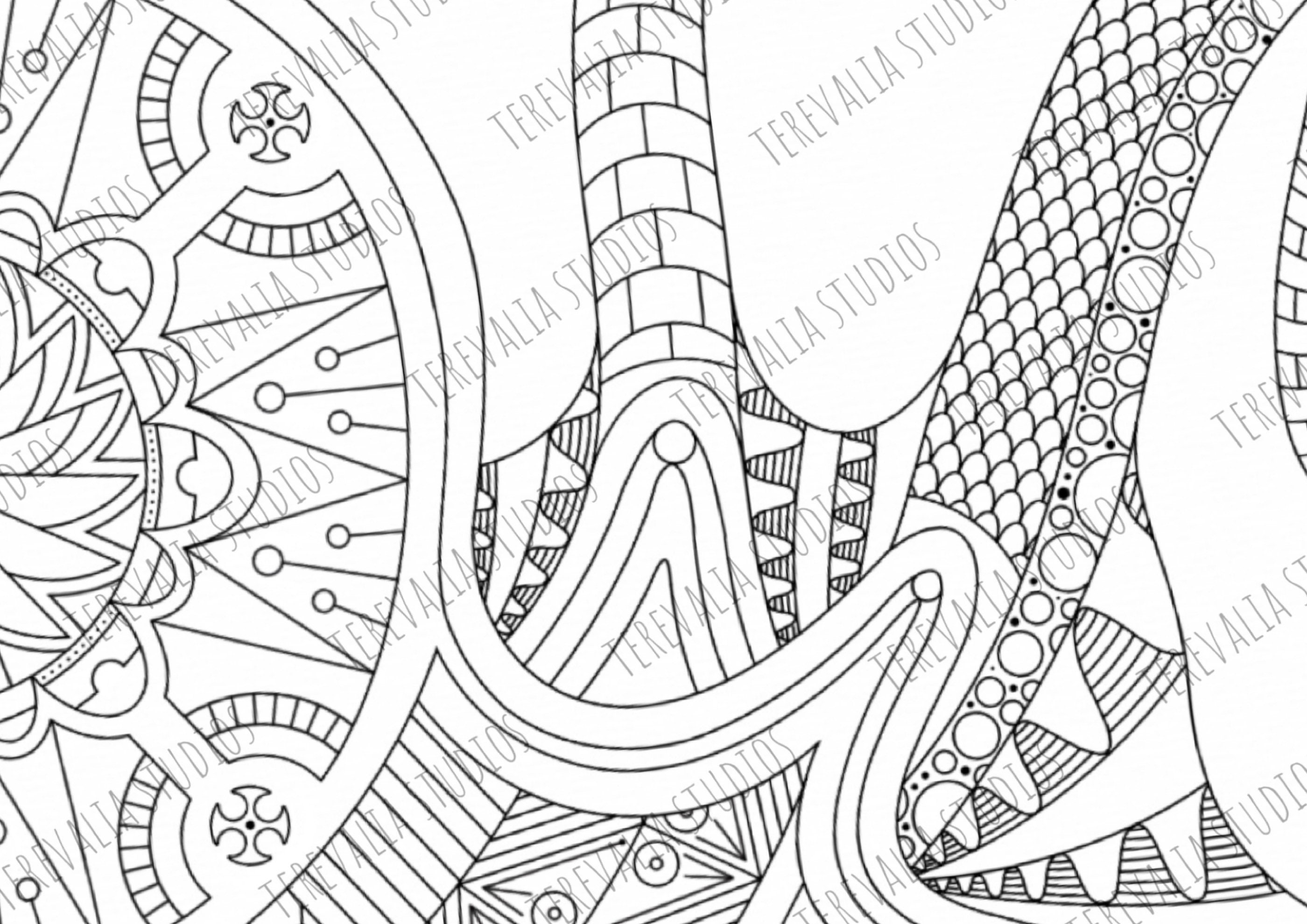 Digital Zentangle Colouring Page - Octopus | Downloadable Print | PDF ...
