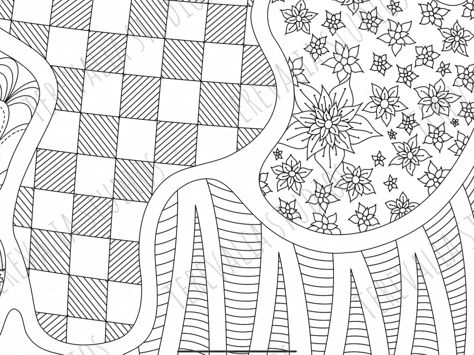Digital Zentangle Colouring Page - Patchwork | Downloadable Print | PDF ...