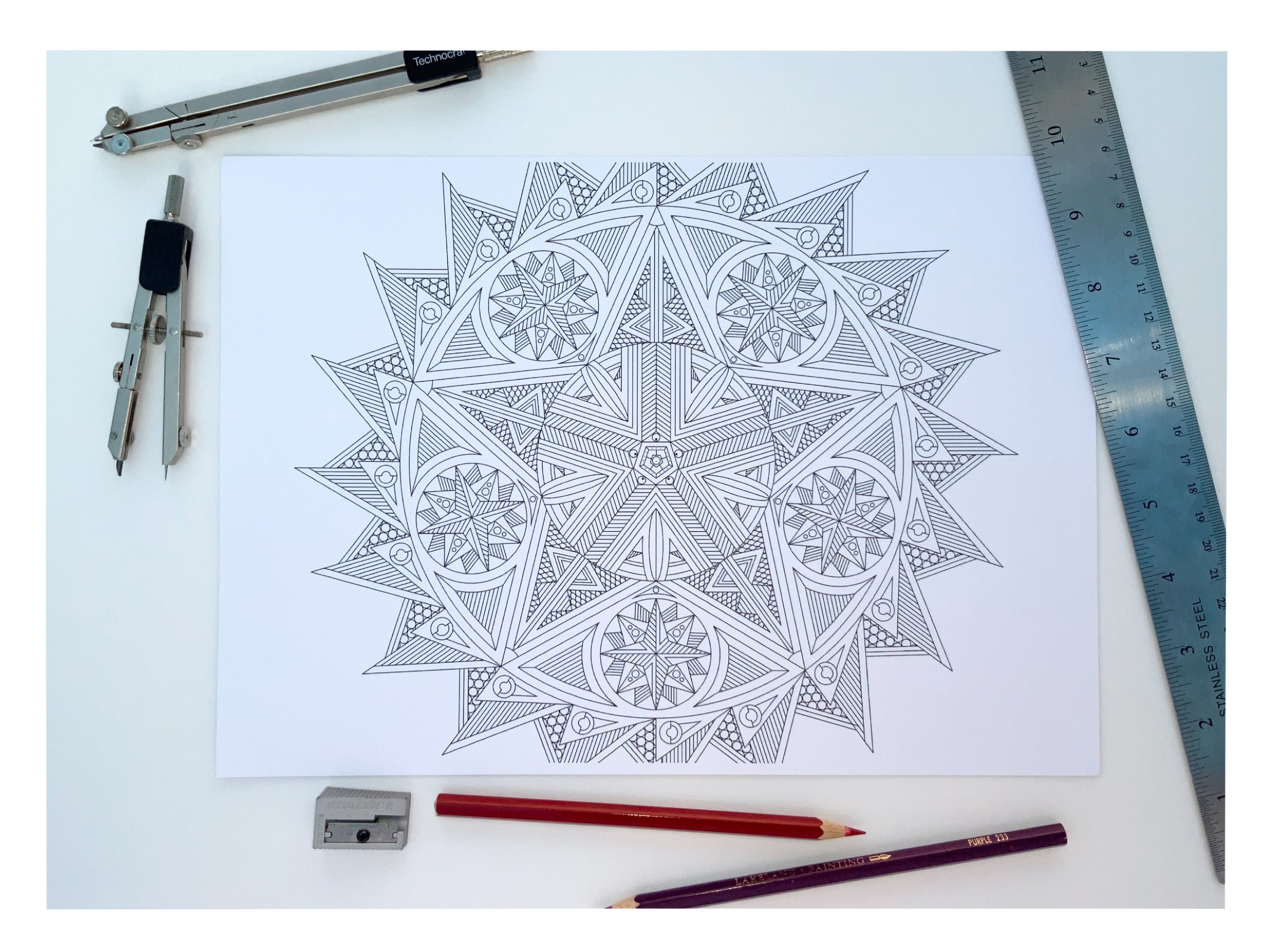 Digital Zentangle Colouring Page - Saw | Downloadable Print | PDF ...