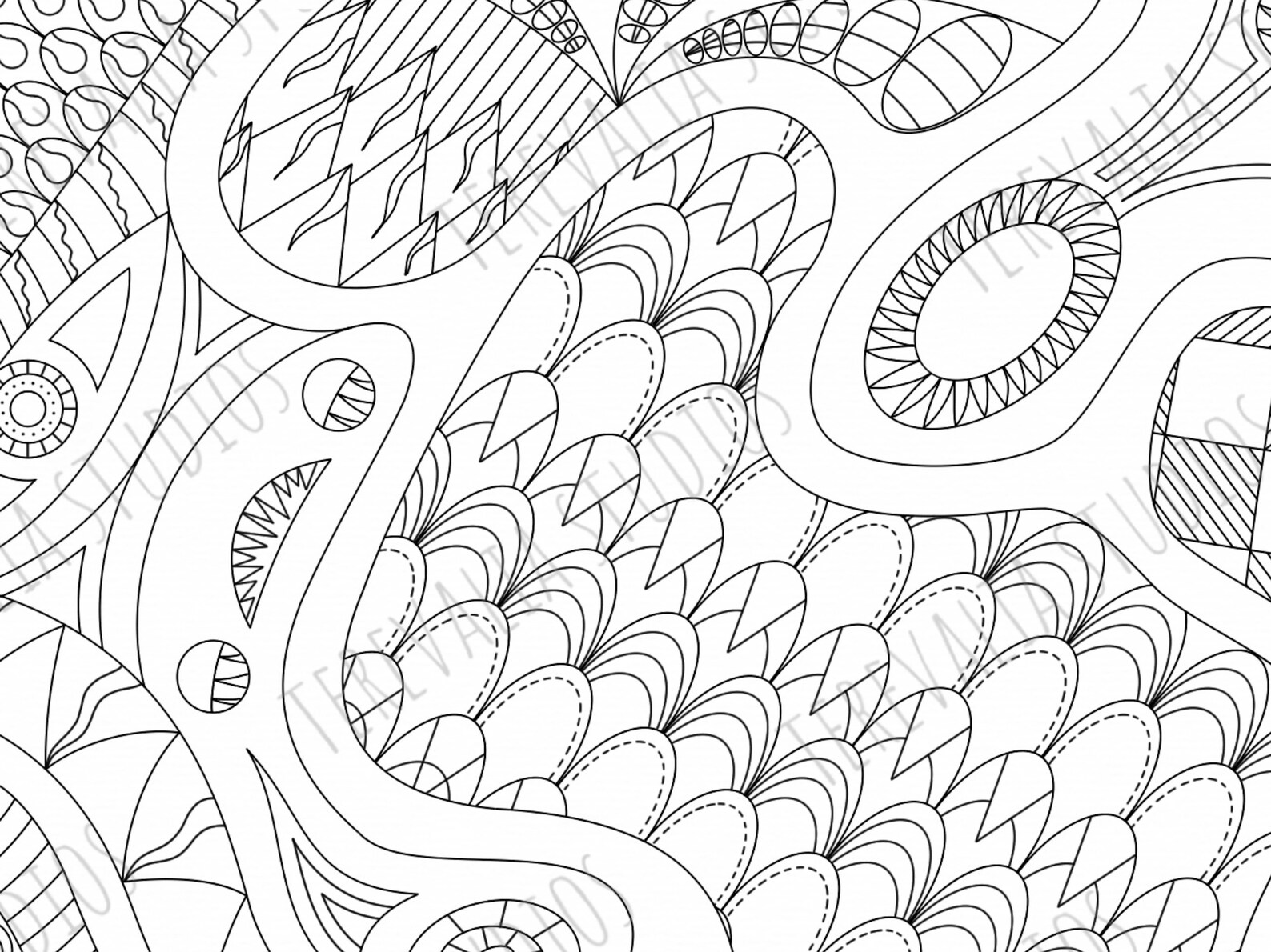 Digital Zentangle Colouring Page - Patchwork | Downloadable Print | PDF ...