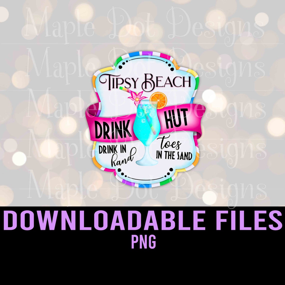 Tipsy Beach Label PNG Drink Hut PNG Tropical Drink Label - Etsy
