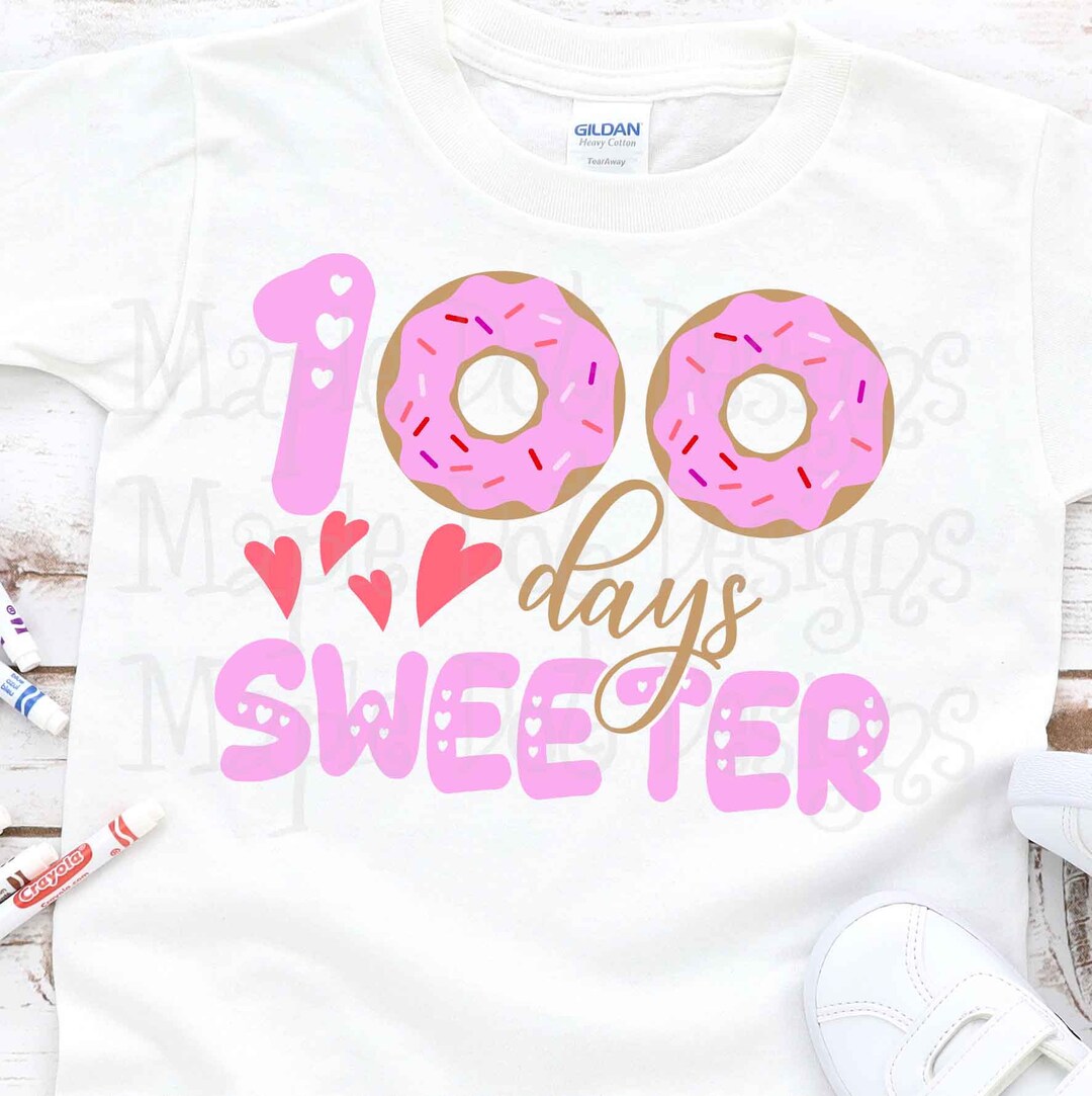 100 Days Sweeter Svg, 100 Days of School Svg, Donut Svg, 100 Days Svg ...
