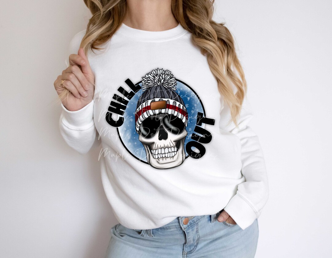 Chill Out Skeleton PNG | Winter Skeleton Sublimation | Winter Tumbler ...