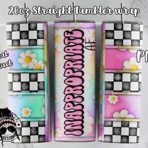 20oz Skinny Tumbler Wrap | Inappropriate AF Tumbler Wrap | Rainbow ...